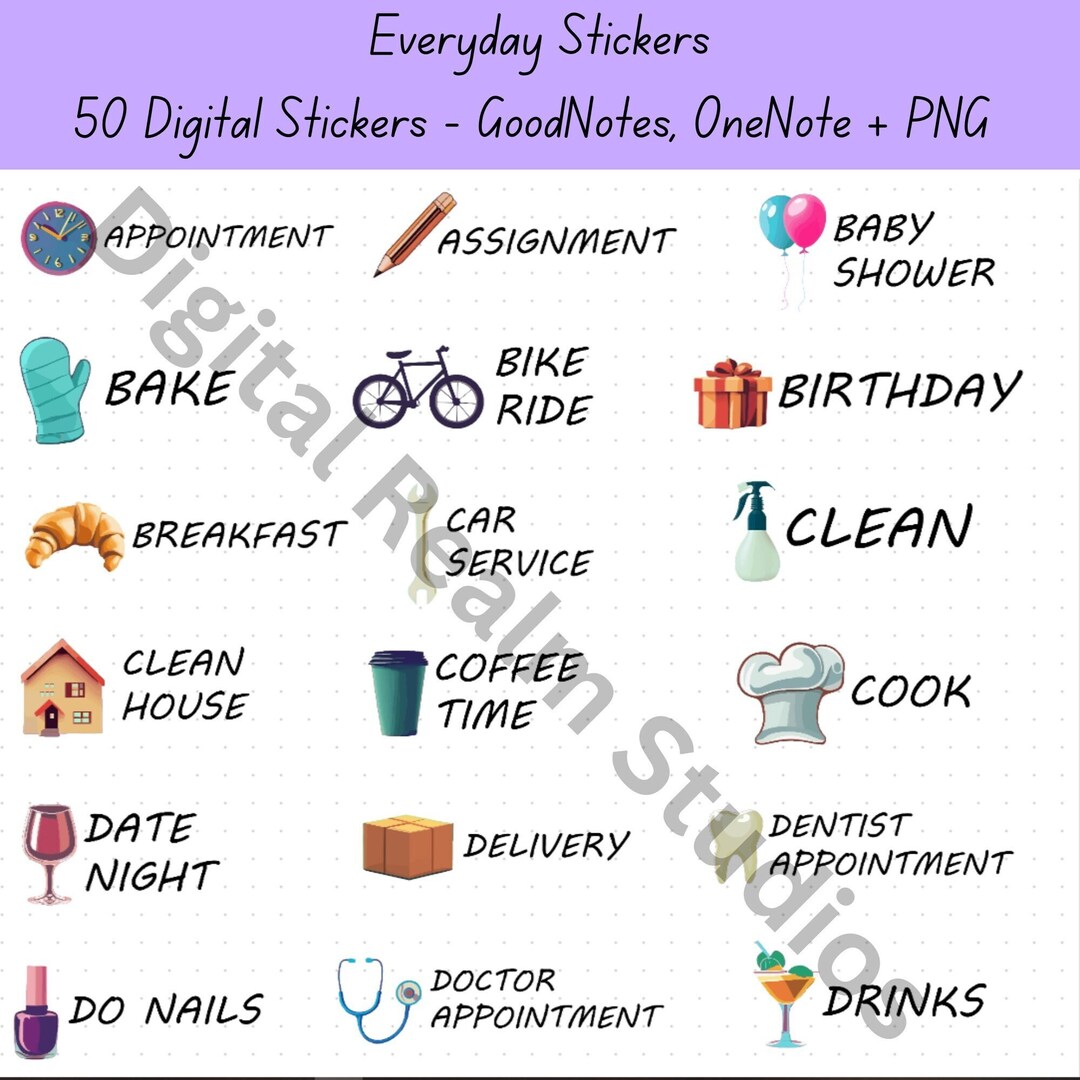 Everyday Life Digital Stickers | Goodnotes Stickers | Onenote Stickers ...