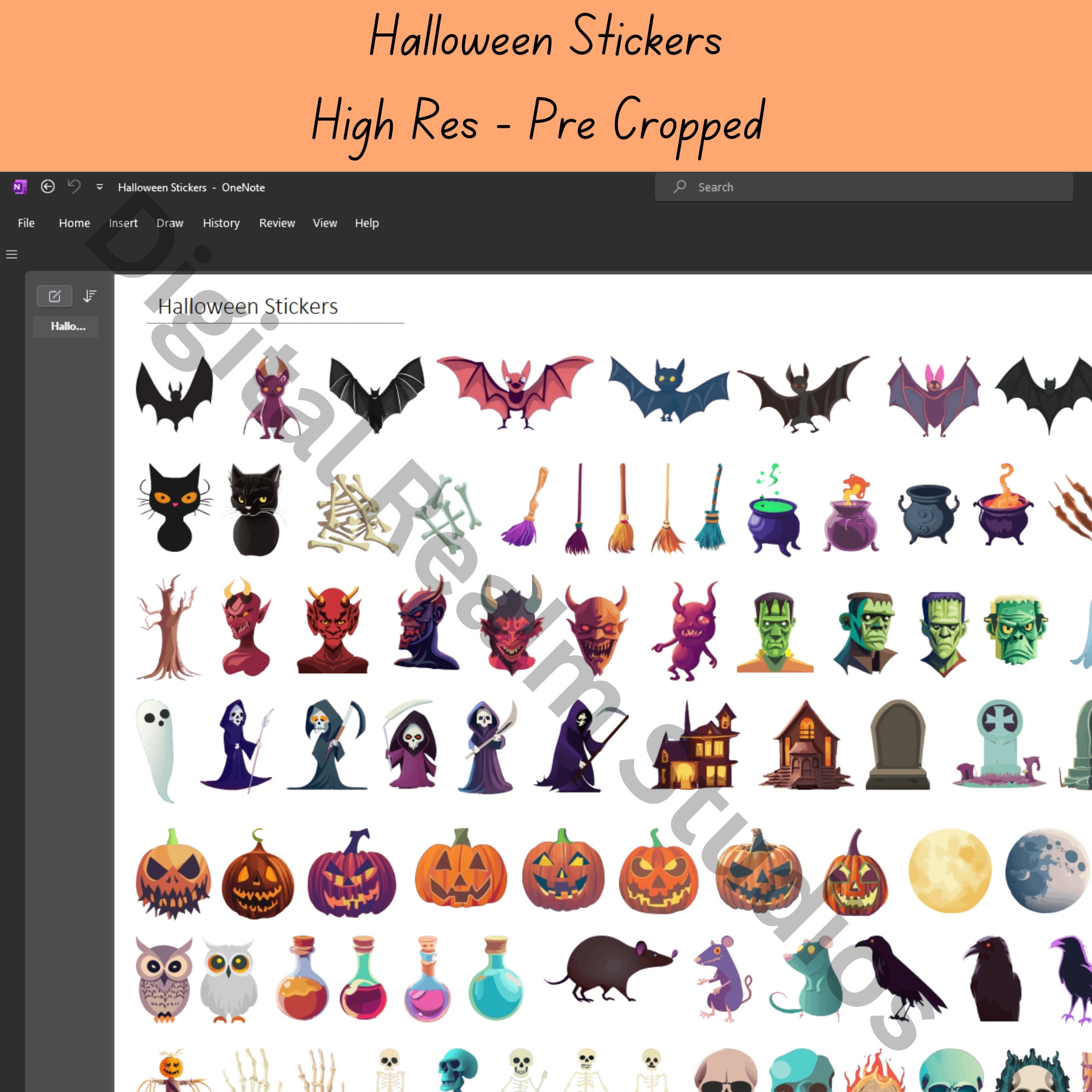 Halloween Digital Stickers Cute Spooky Stickers Halloween - Etsy