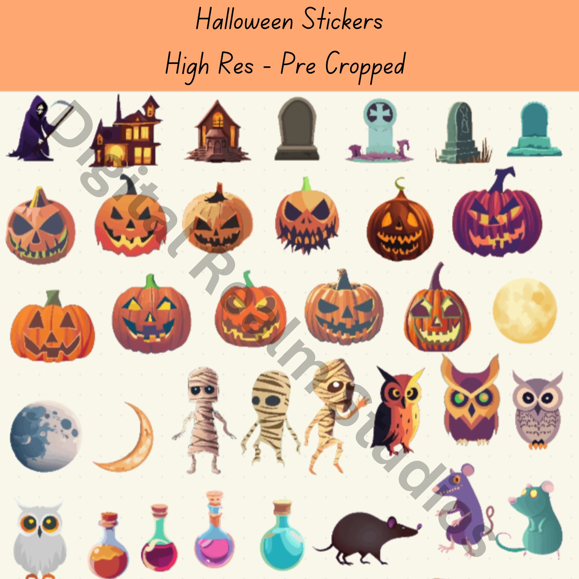 Halloween Digital Stickers | Cute Spooky Stickers | Halloween Stickers ...
