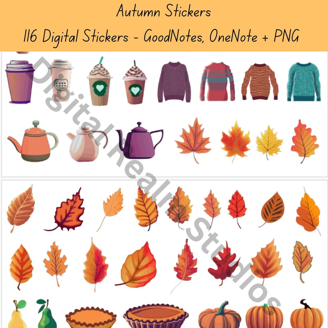 Autumn Digital Stickers | Fall Digital Stickers | Goodnotes Stickers ...
