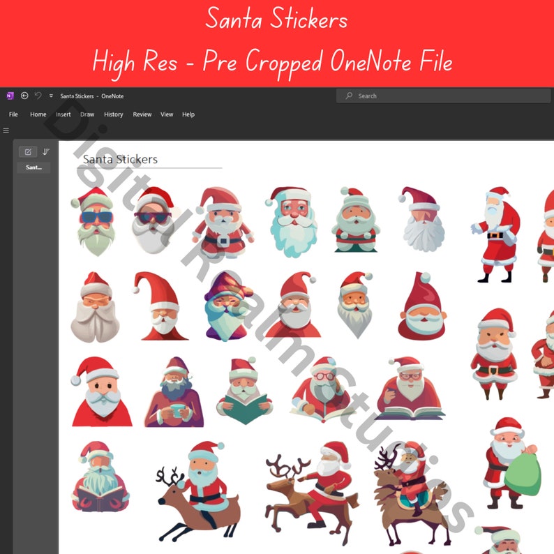 Santa Digital Stickers | Christmas Stickers | Holiday Stickers ...