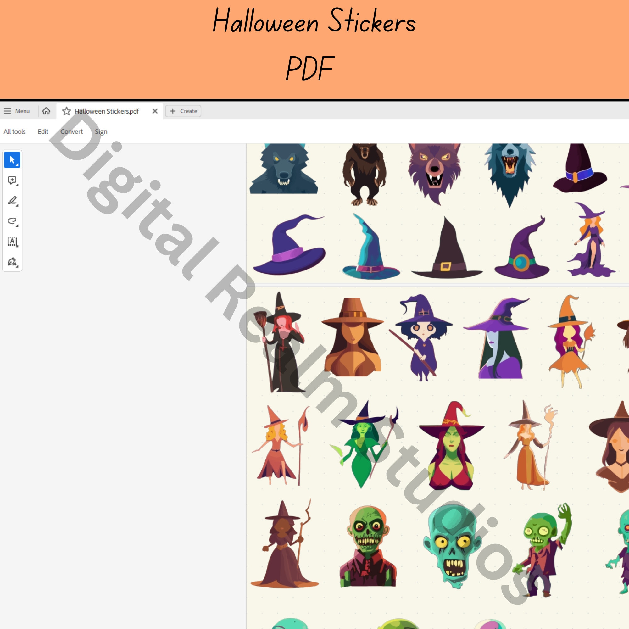 Halloween Digital Stickers | Cute Spooky Stickers | Halloween Stickers ...