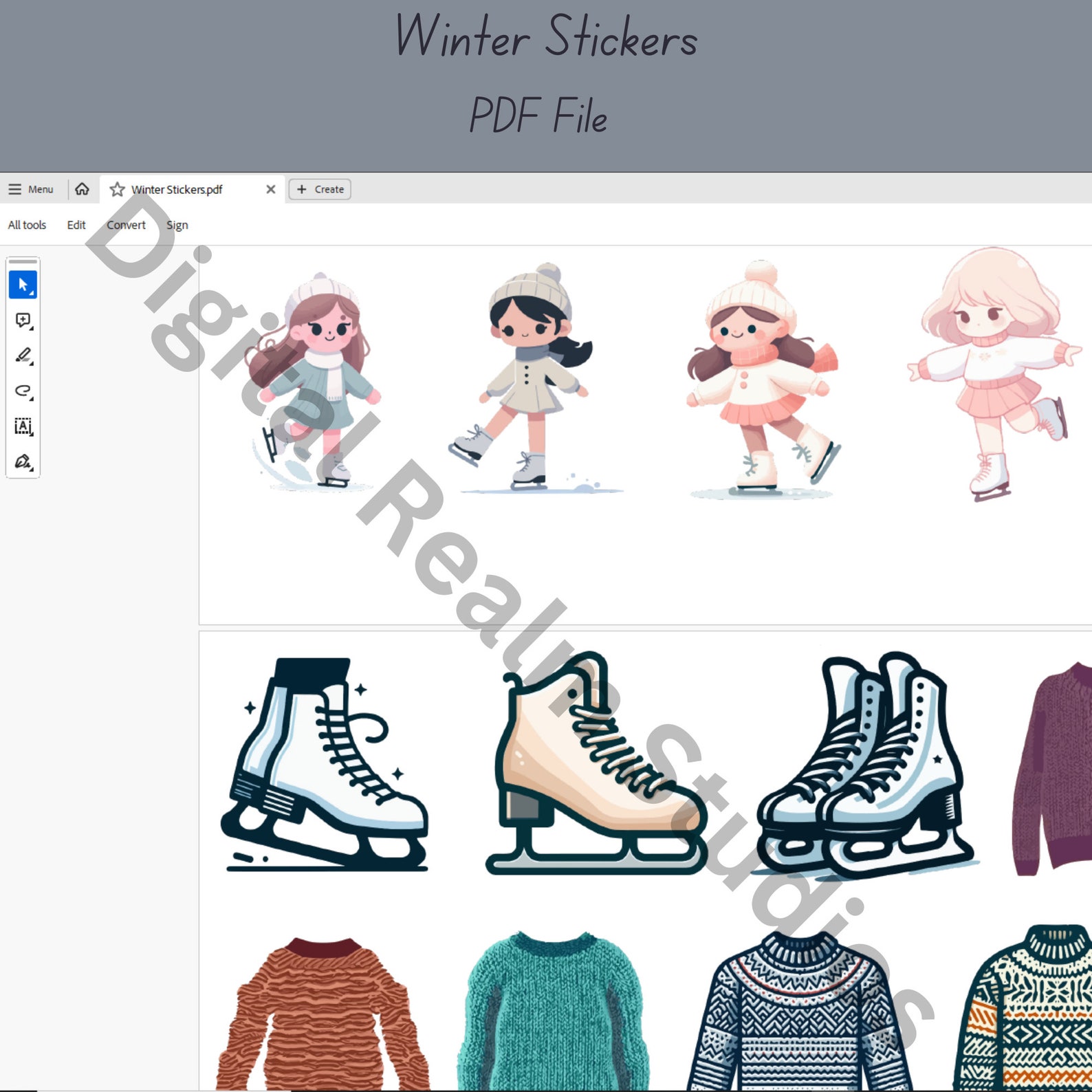Winter Digital Stickers | Winter Stickers | Seasonal Stickers ...