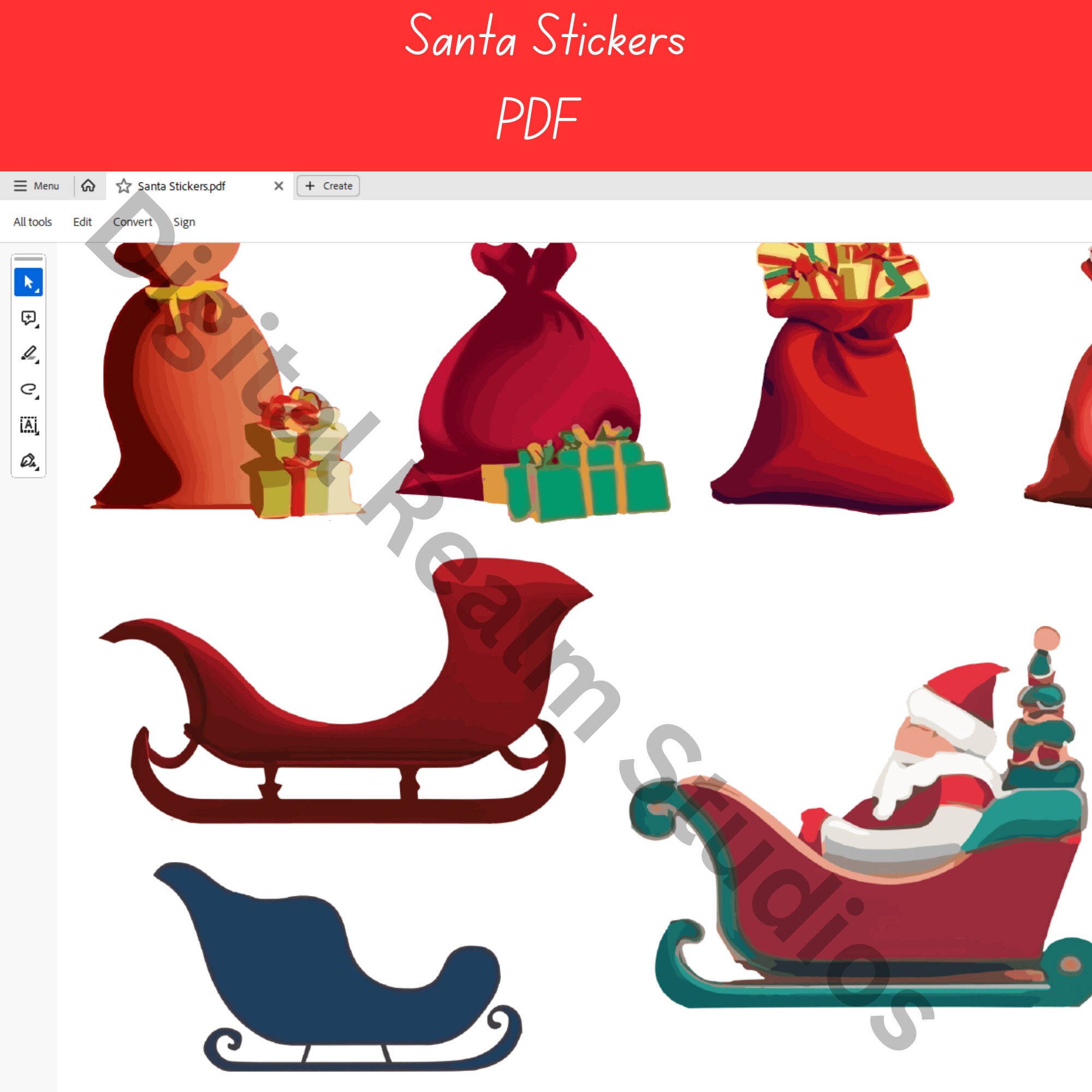 Santa Digital Stickers | Christmas Stickers | Holiday Stickers ...