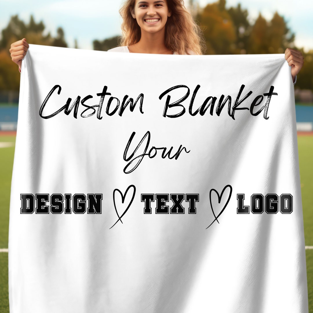 Customized Design Blanket, Company Logo Throw, Personalized Text, Make ...