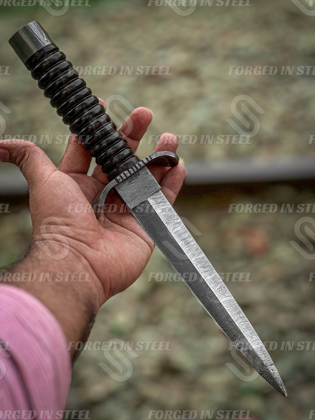 Hand Forged Damascus Steel Rambo Dagger Knife With Cover - Etsy Canada