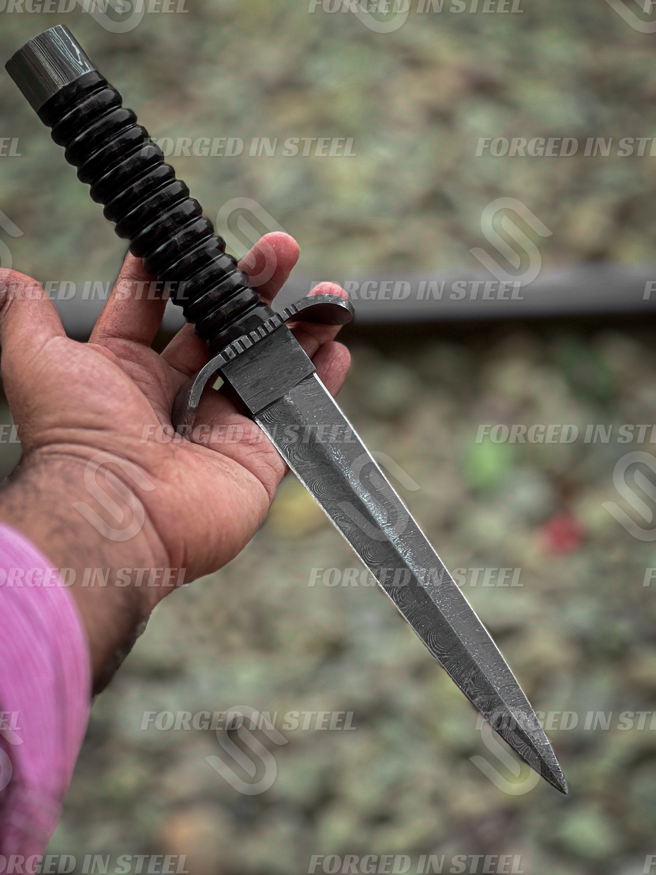 Hand Forged Damascus Steel Rambo Dagger Knife With Cover - Etsy Canada