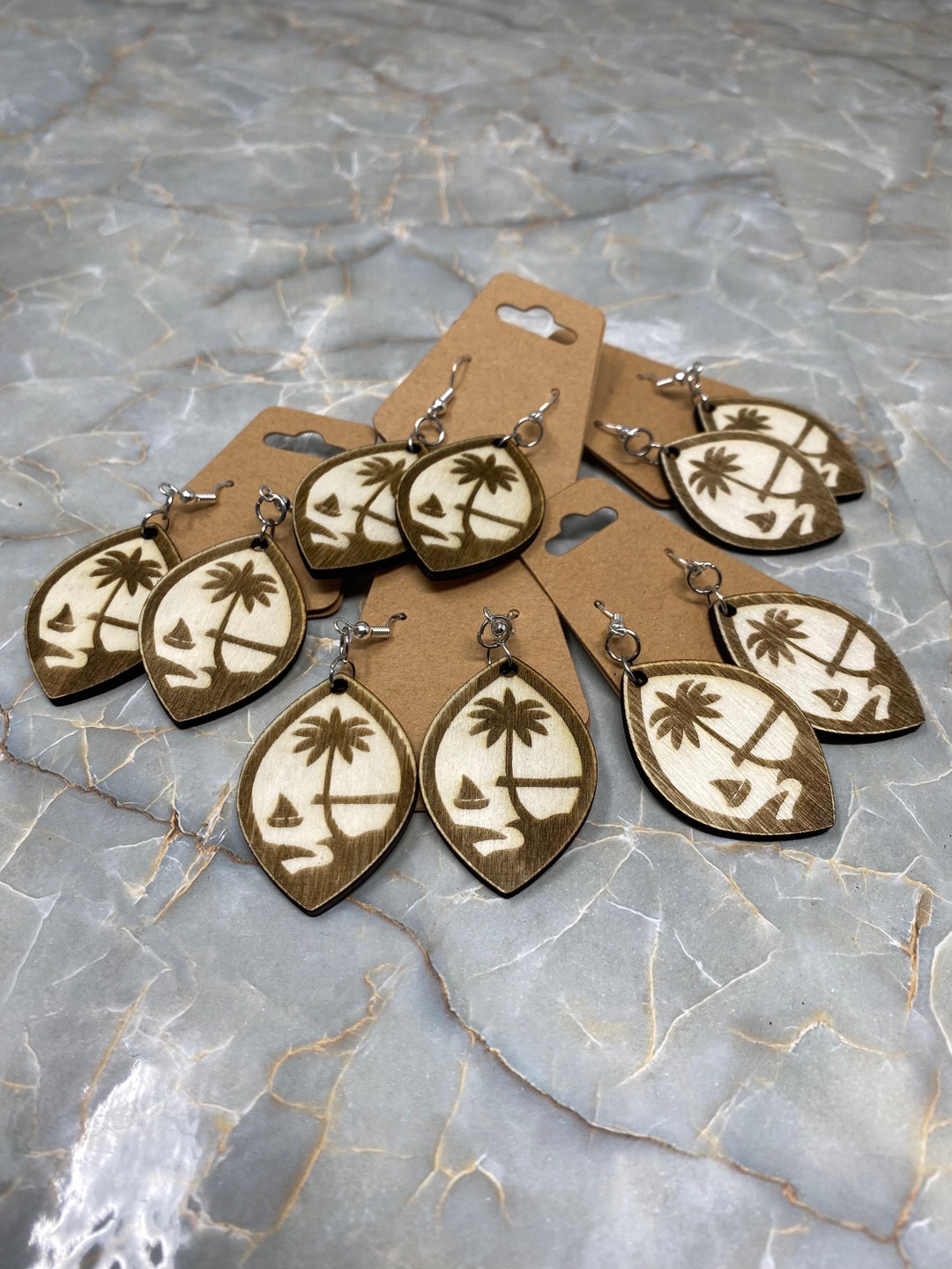 Guam Seal Wood Dangle Hanging Earrings | CNMI | Jewelry | Pacific Pride ...