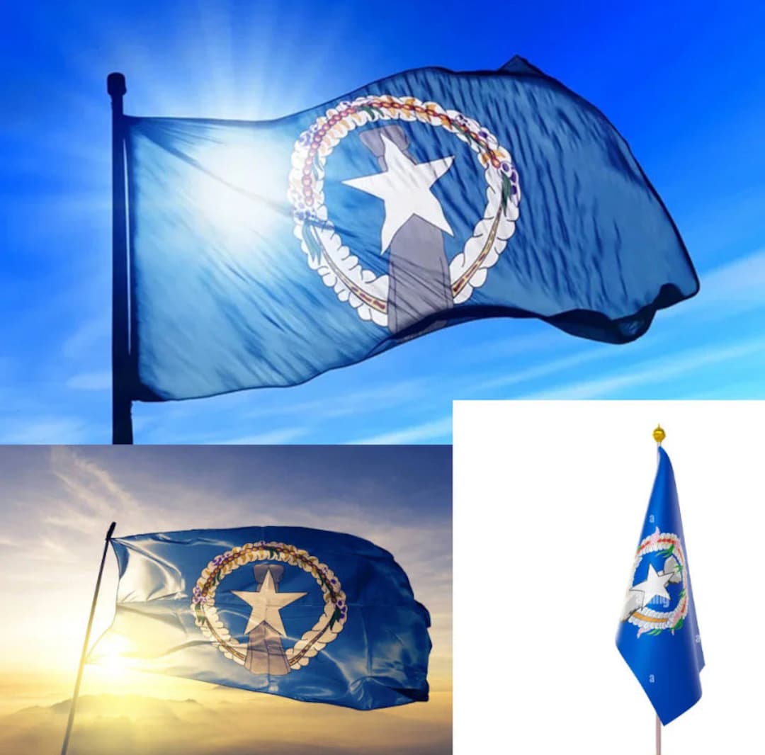 Large CNMI NMI Flag | 5’ X 3’ | Northern Marianas | Hafa Adai | Latte ...