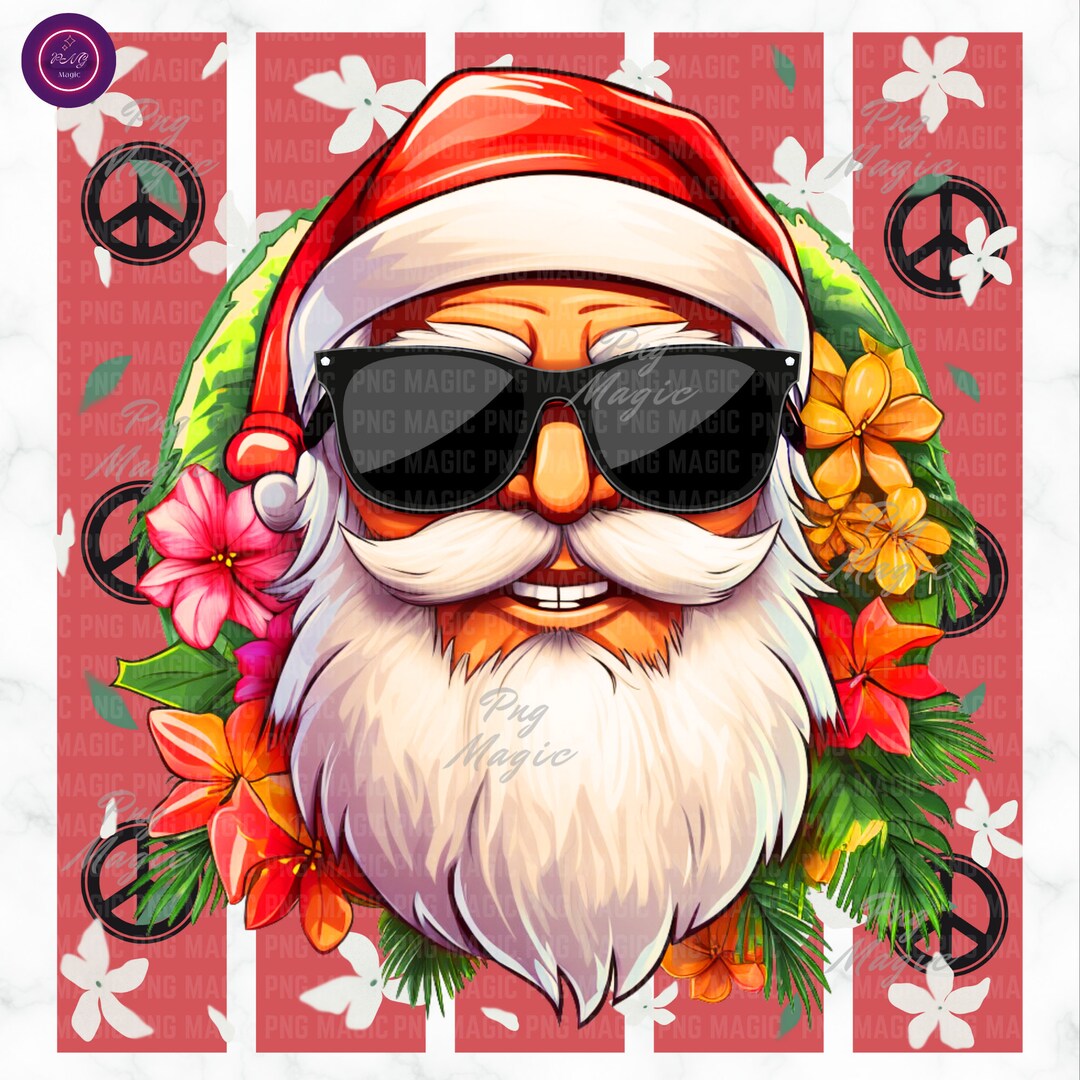 Groovy Santa PNG Hippie Santa Clipart in Boho Style Hippie Christmas ...