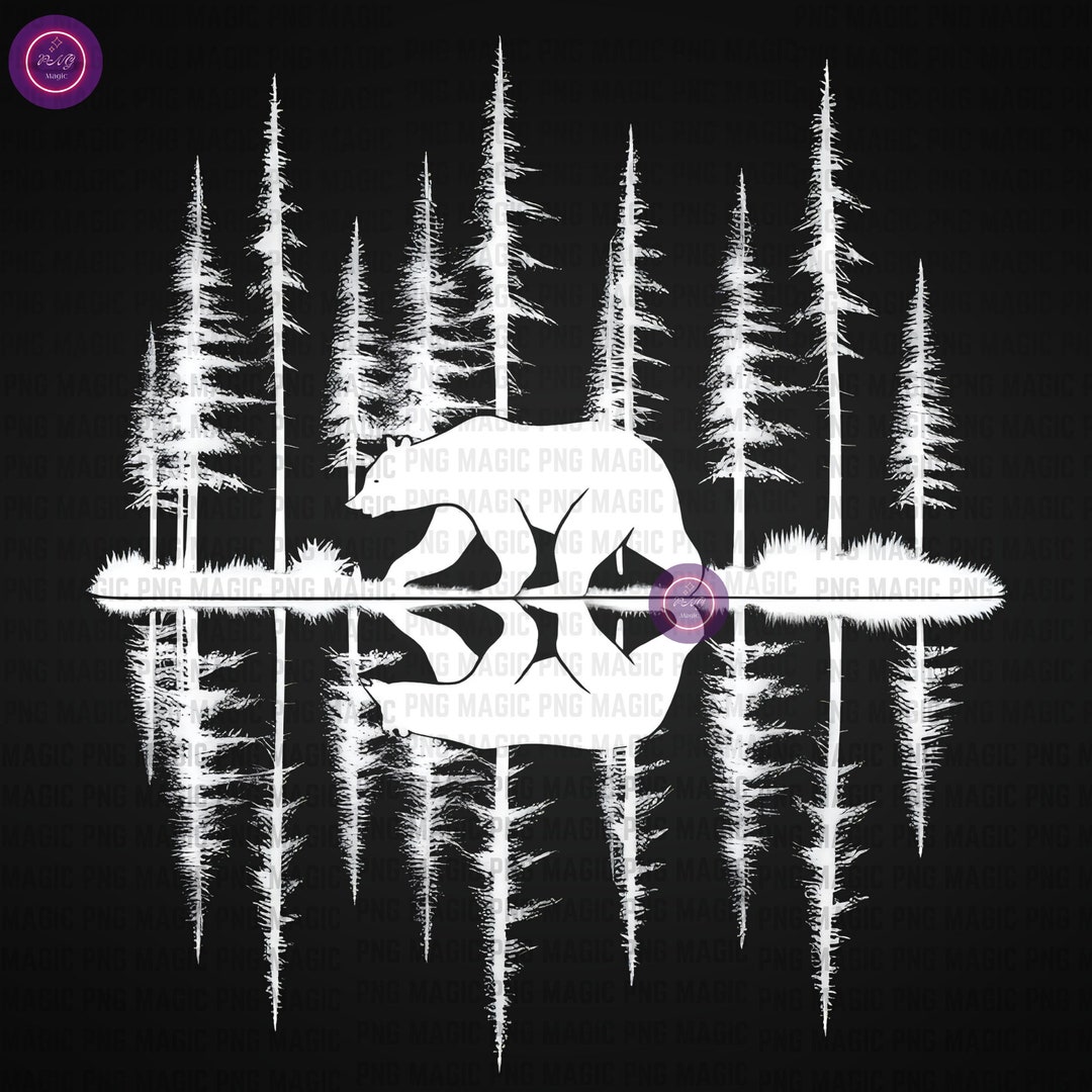 Wildlife Bear Reflection PNG Nature Silhouette Forest Trees Reflection ...