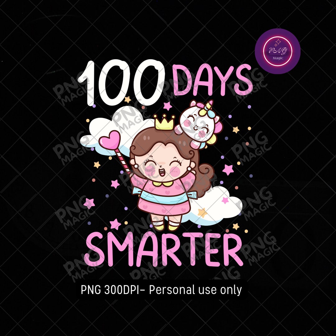 Magical Learning Unicorn Journey PNG Sparkling Smarter Days Celebration Whimsical 100 School ...