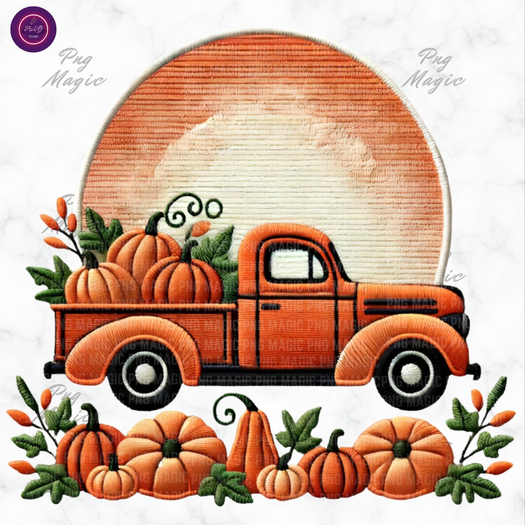 Pumpkin Truck PNG Fall Harvest Truck Design Autumn Vintage Pumpkin ...