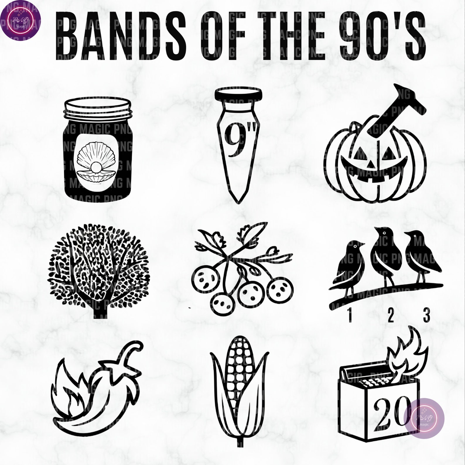 90s Rock Icons PNG, Grunge Style Retro Band Design, Vintage Music ...