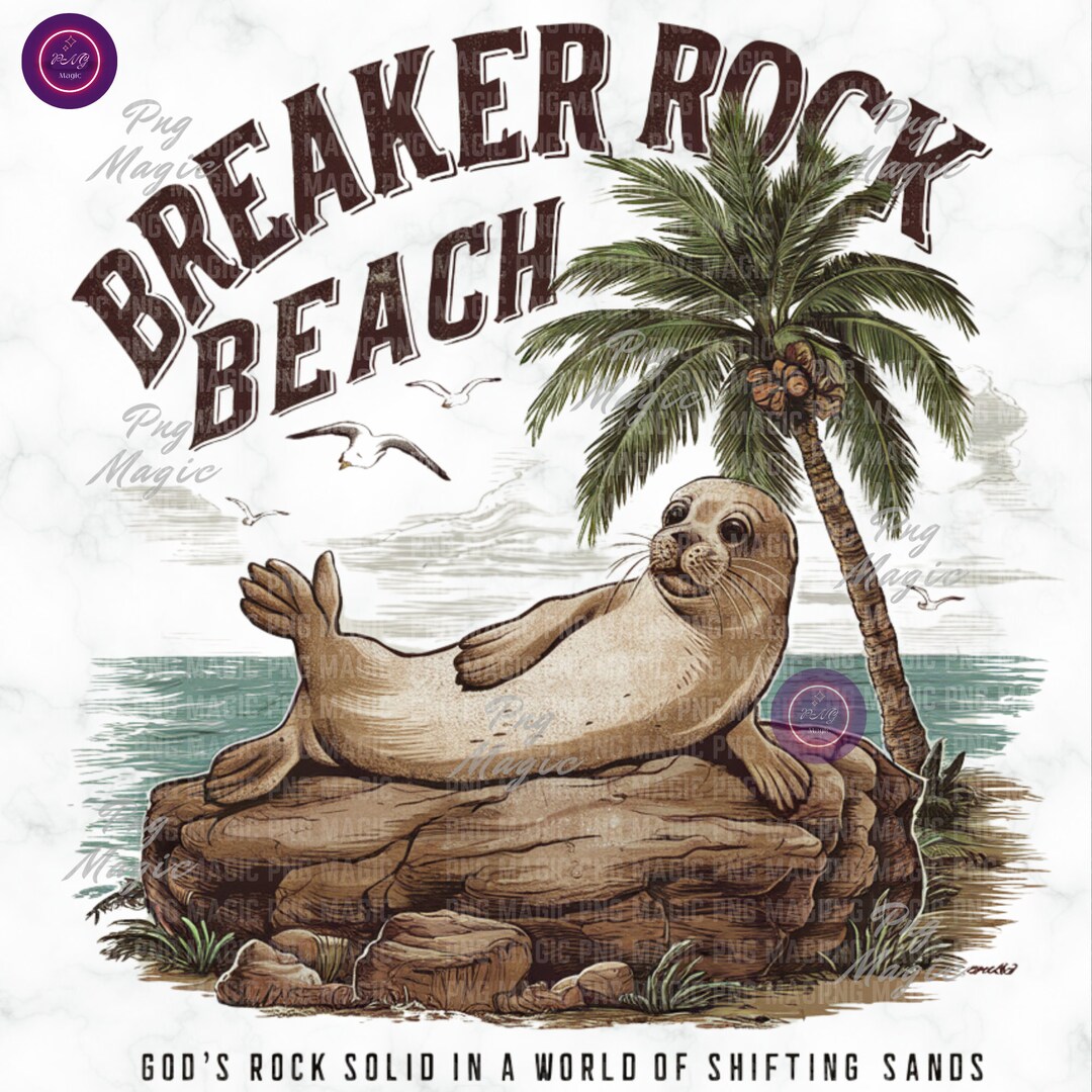Breaker Rock Beach PNG Digital Graphic Inspirational Beach Quote God's ...