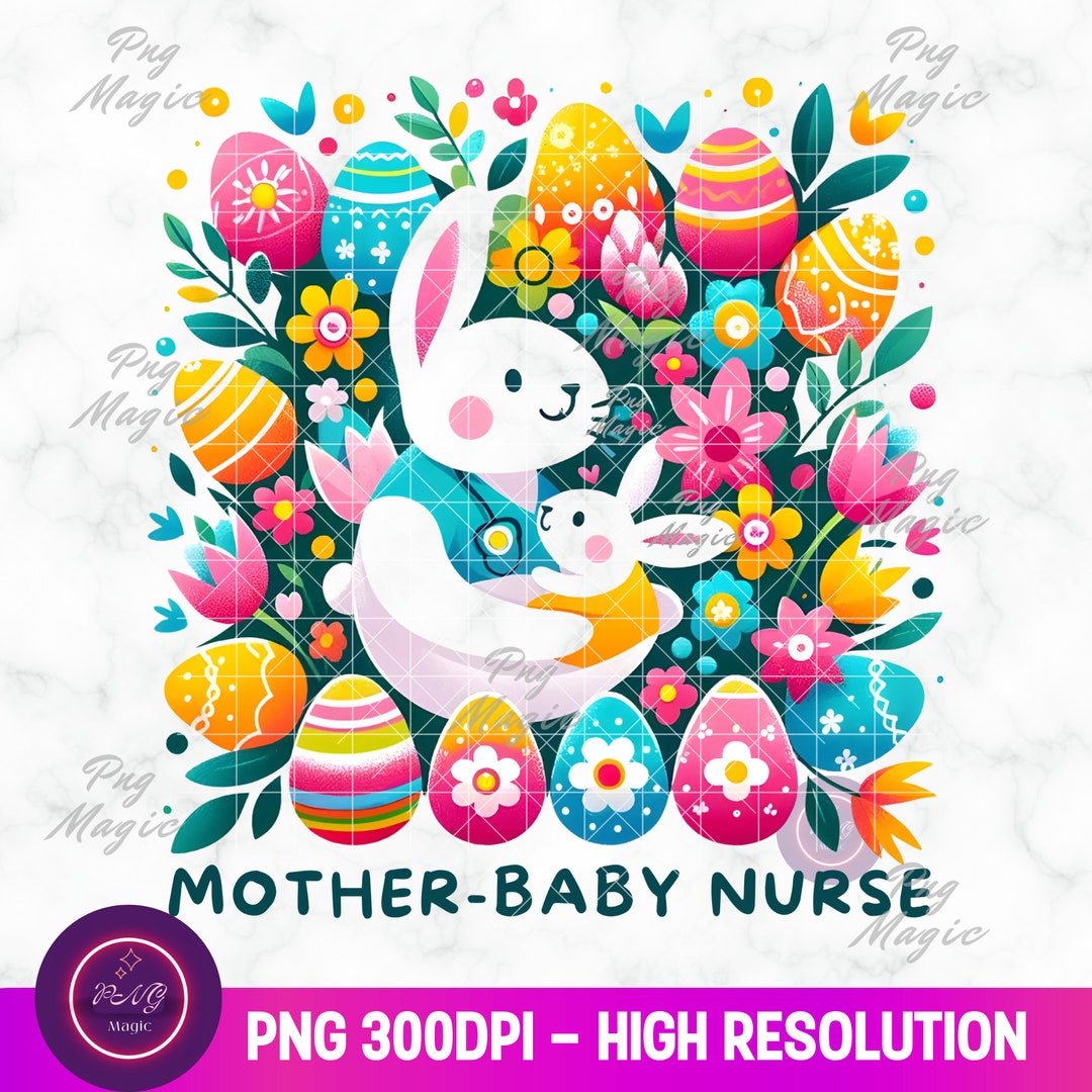 Easter Nurse PNG Mother Bunny Nursing Mom Baby Bunny Nurse Easter ...