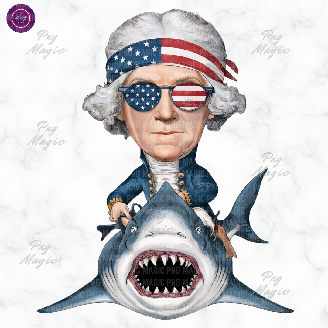 George Washington Riding Shark PNG Funny Patriotic 4th of July ...