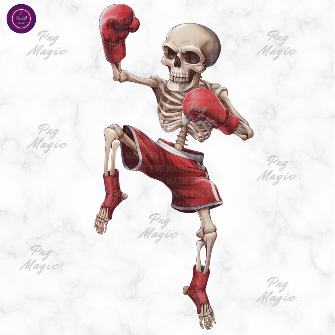 Muay Thai PNG Thai Skeleton Halloween Kickboxing Spooky Fighter Unique ...