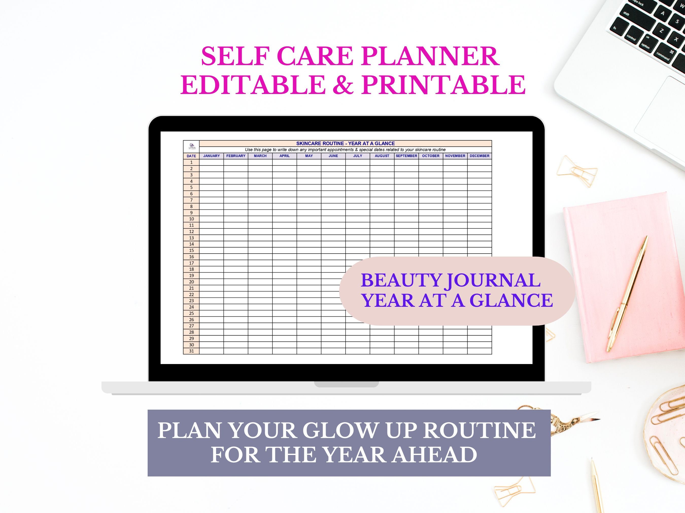 Skincare Routine Planner Printable & Editable 7 Day Skincare Tracker ...