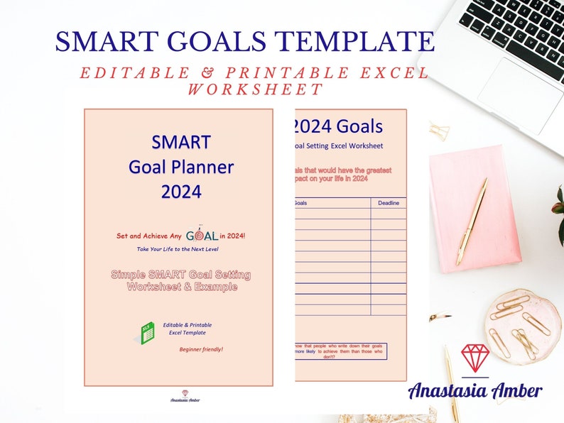 SMART Goal Worksheet Template Minimalist 2024 Goal Planner - Etsy