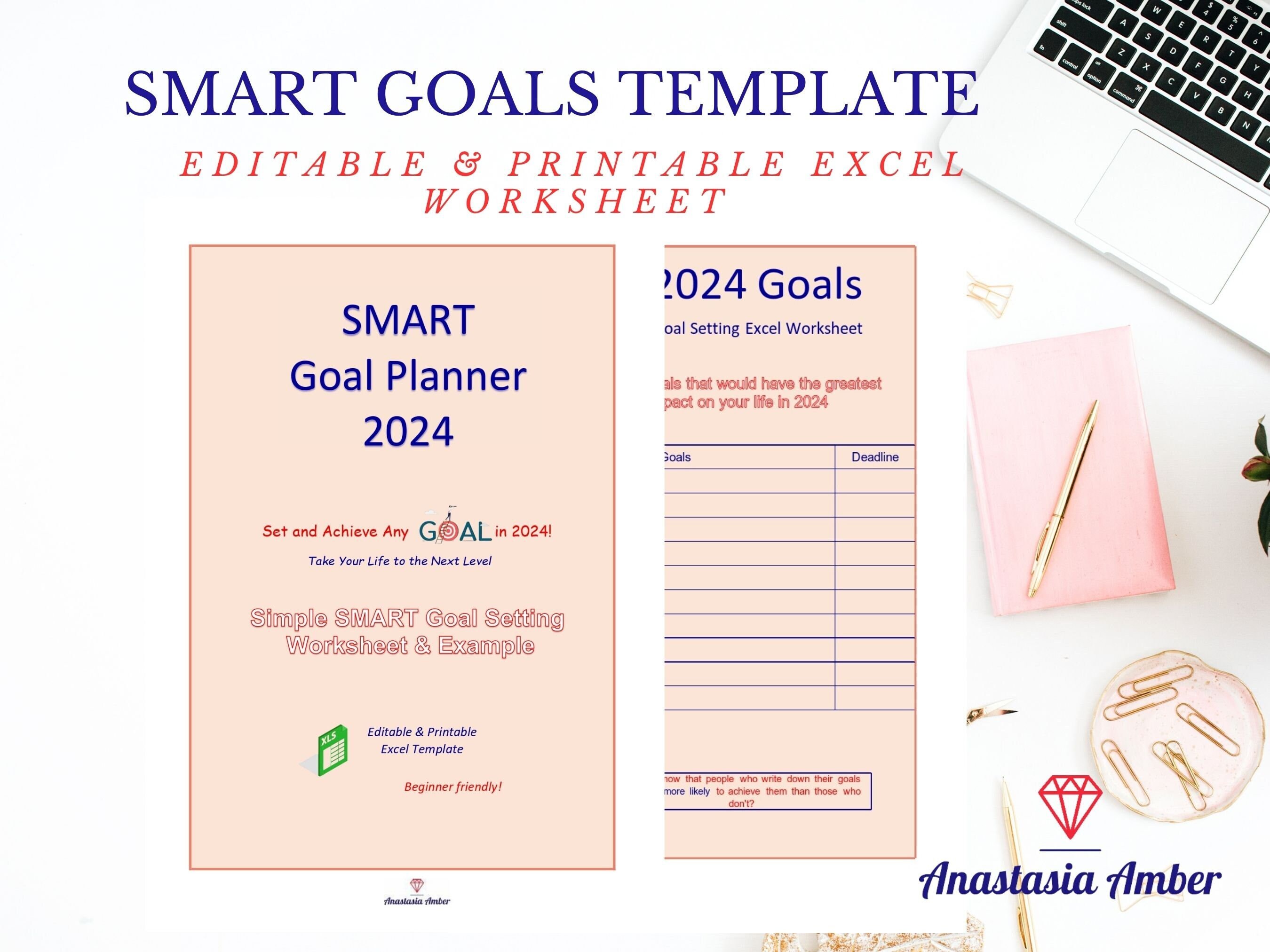SMART Goal Worksheet Template Minimalist 2024 Goal Planner - Etsy