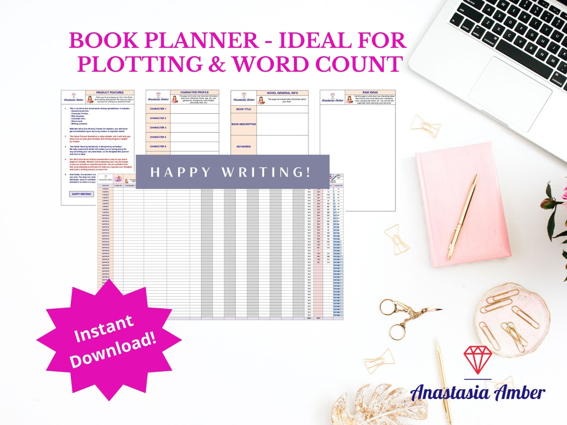 Novel Writing Spreadsheet All-in-one Editable Book Planner for Authors ...