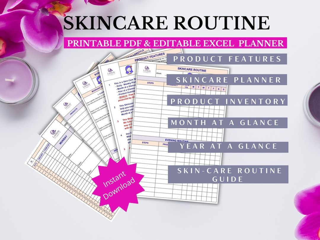 Skincare Routine Planner Printable & Editable - 7 Day Skincare Tracker ...