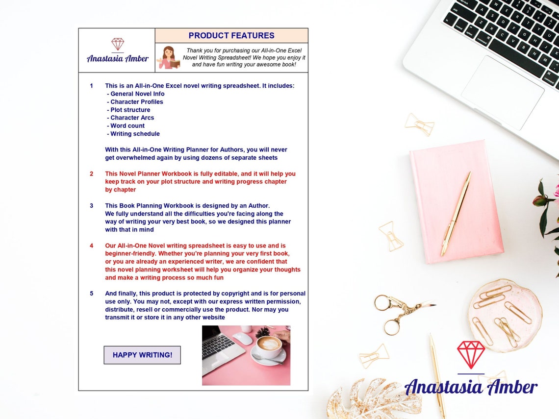 Novel Writing Spreadsheet All-in-one Editable Book Planner for Authors ...