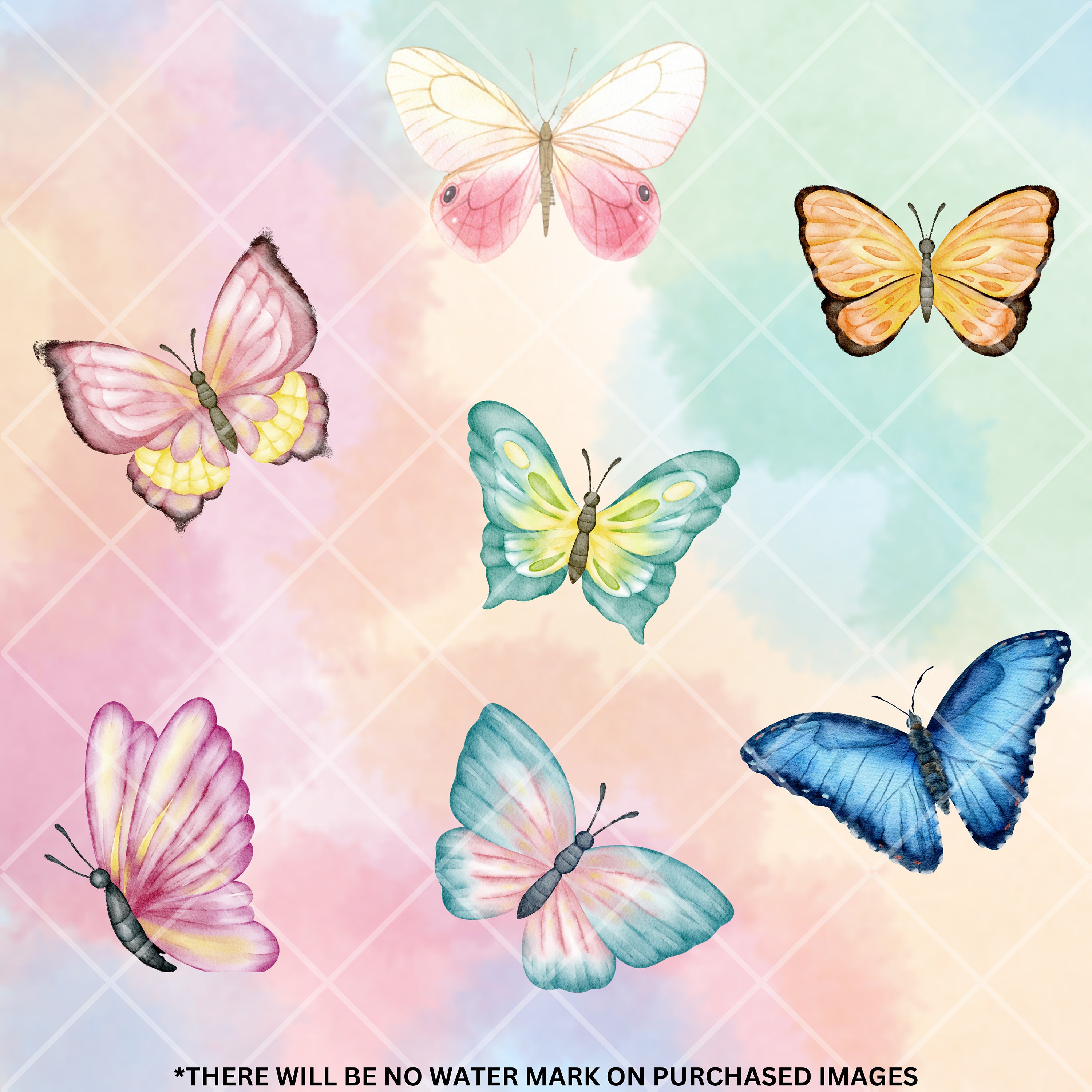 Watercolor Butterfly Clipart, Minimalist Watercolor Butterfly Clipart ...