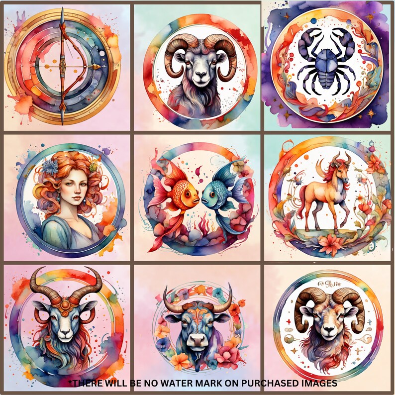 Zodiac Sign Clipart, Zodiac Clipart, Astrology Clipart, Horoscope ...