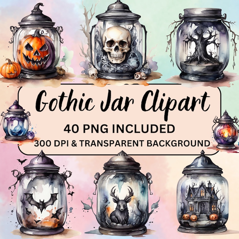 Gothic Jar Clipart, Gothic Mason Jar Clipart, Dark Fantasy Gothic Jar ...