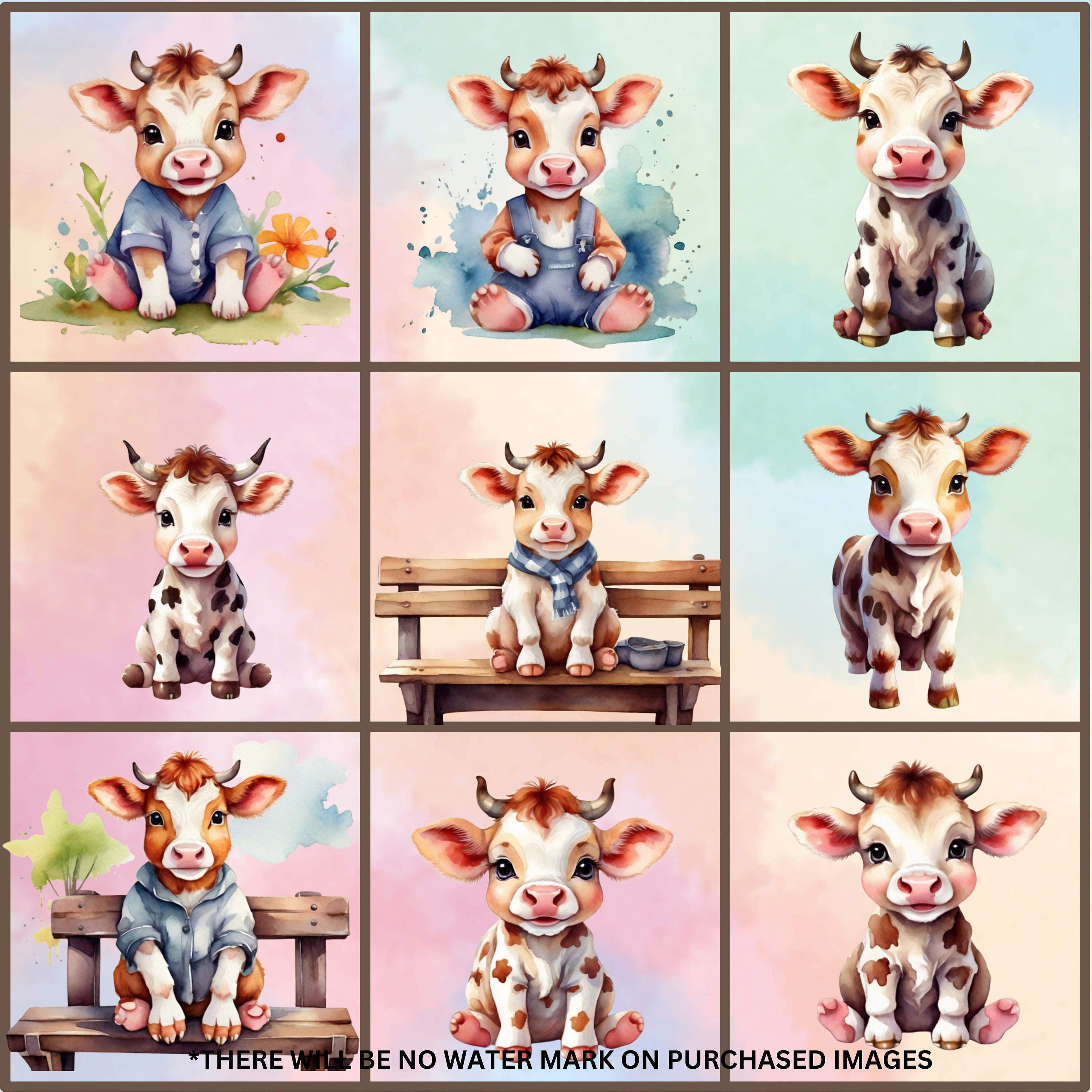 45 Cute Baby Cow Clipart, Baby Cow Clipart, Farmhouse Clipart, Barn ...