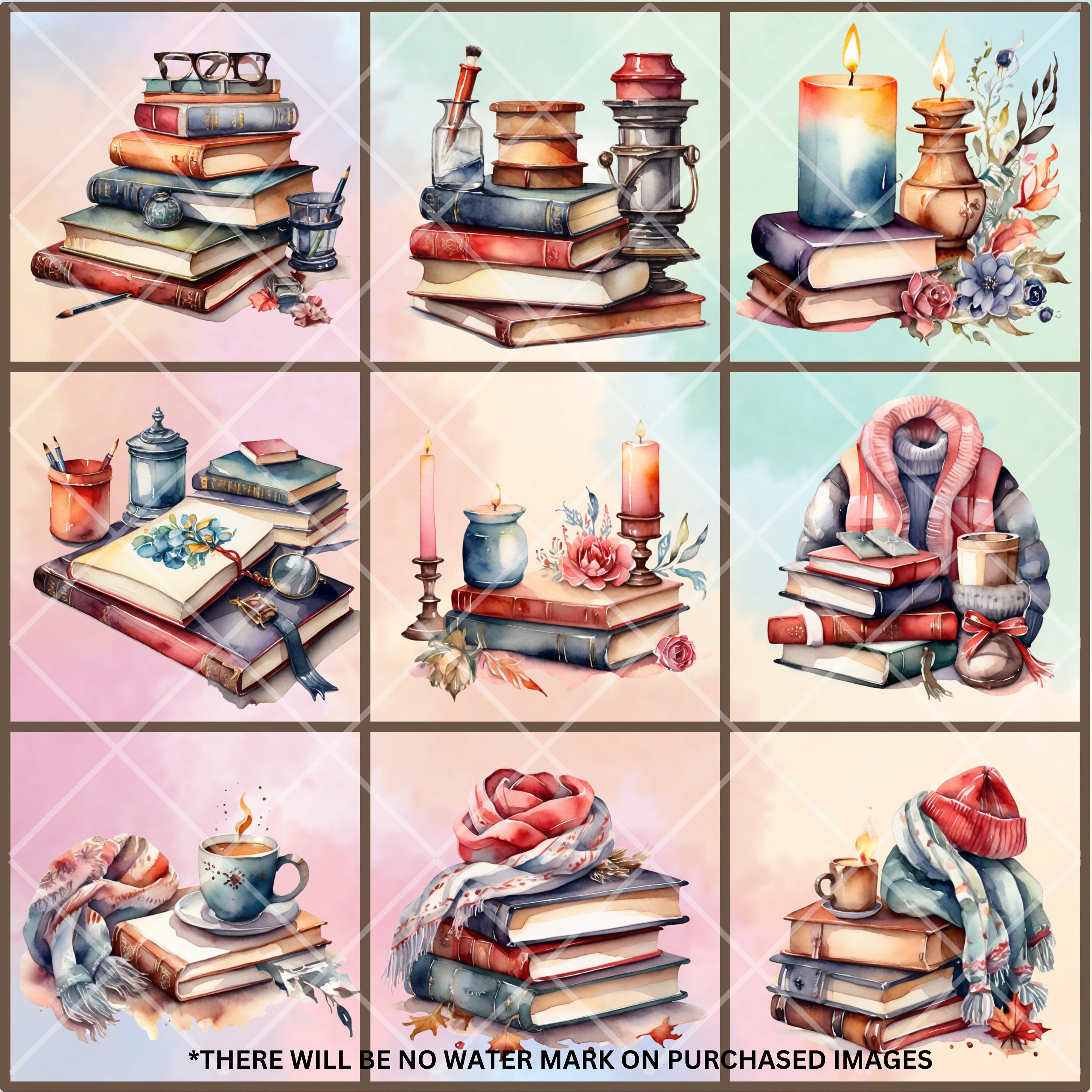 Book Reading Clipart, Cozy Reading Clipart, Books Clipart, Home Library ...