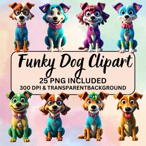 Funky Dog Clipart Bundle, Animated Dog Clipart, Funny Dog Clip Art ...