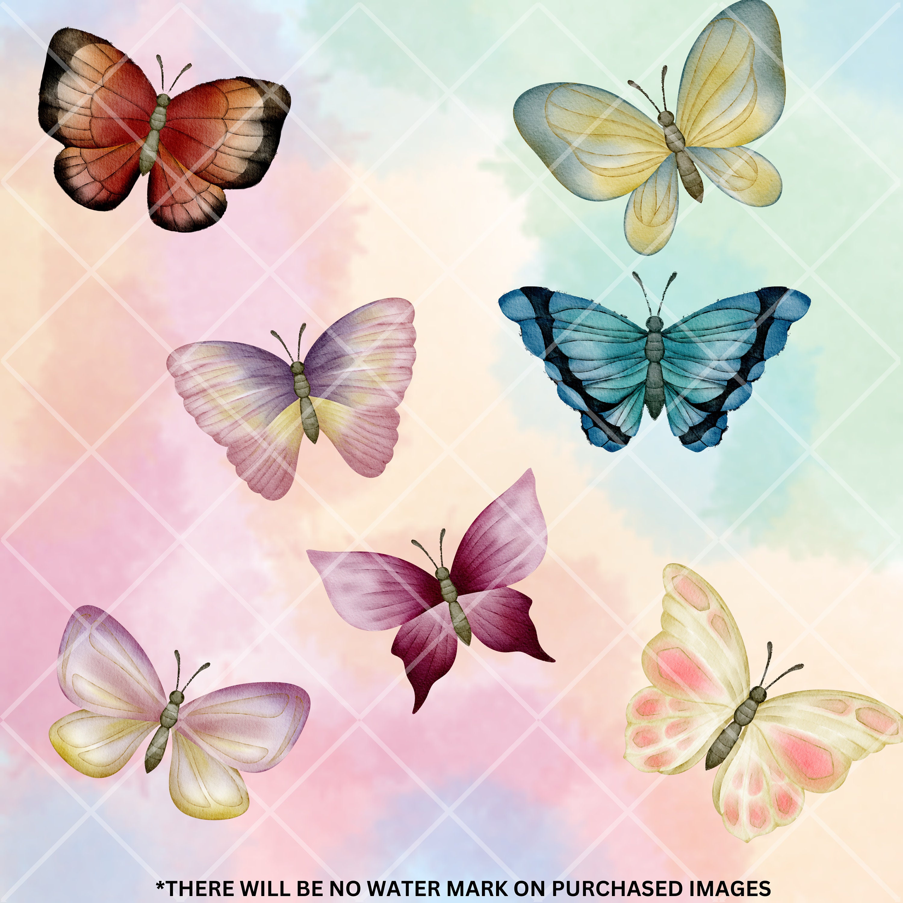 Watercolor Butterfly Clipart, Minimalist Watercolor Butterfly Clipart ...