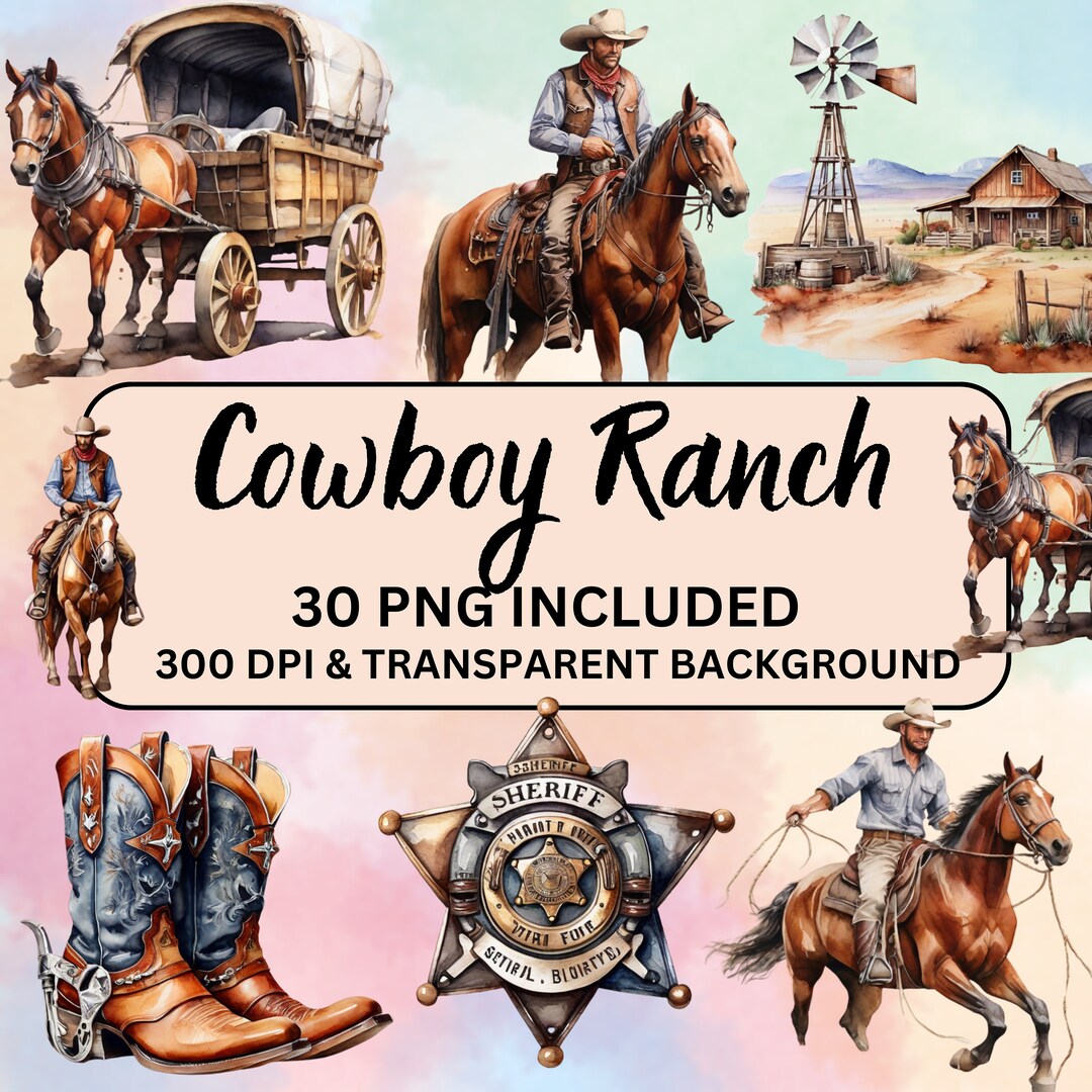 30 Cowboy Ranch Clipart, Cowboy Clipart, Ranch Clipart, Western Clipart ...