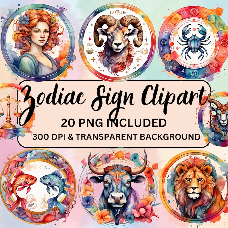 Zodiac Sign Clipart, Zodiac Clipart, Astrology Clipart, Horoscope ...