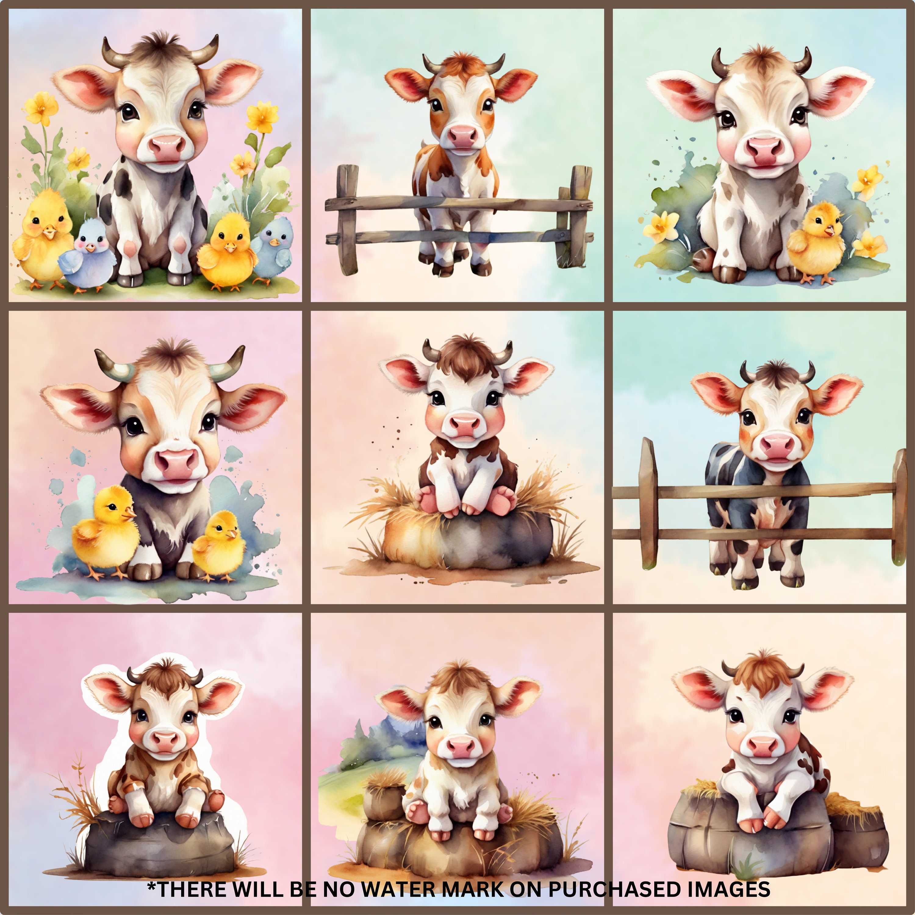 45 Cute Baby Cow Clipart, Baby Cow Clipart, Farmhouse Clipart, Barn ...