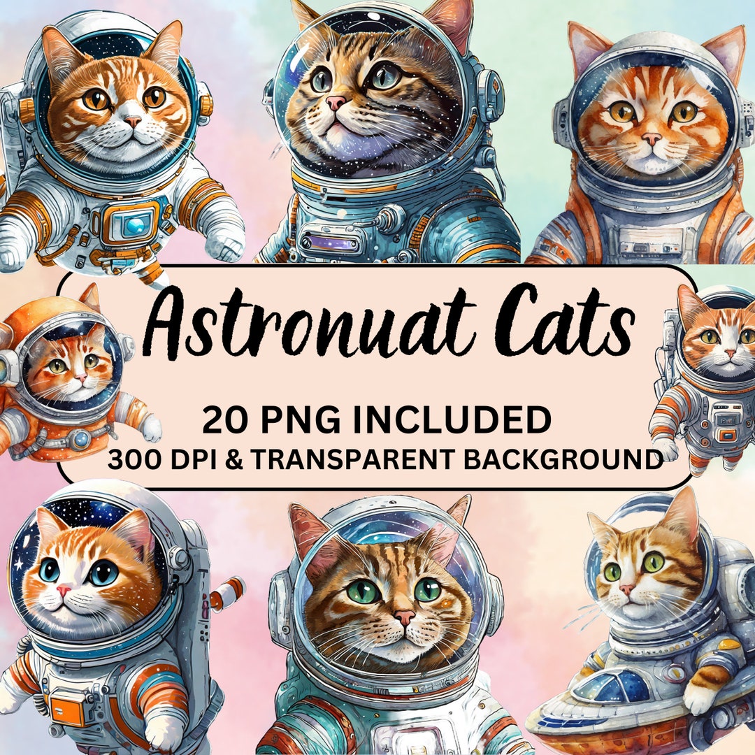 20 Astronaut Cats Clipart, Space Cat Clipart, Astronaut Cat Clipart ...