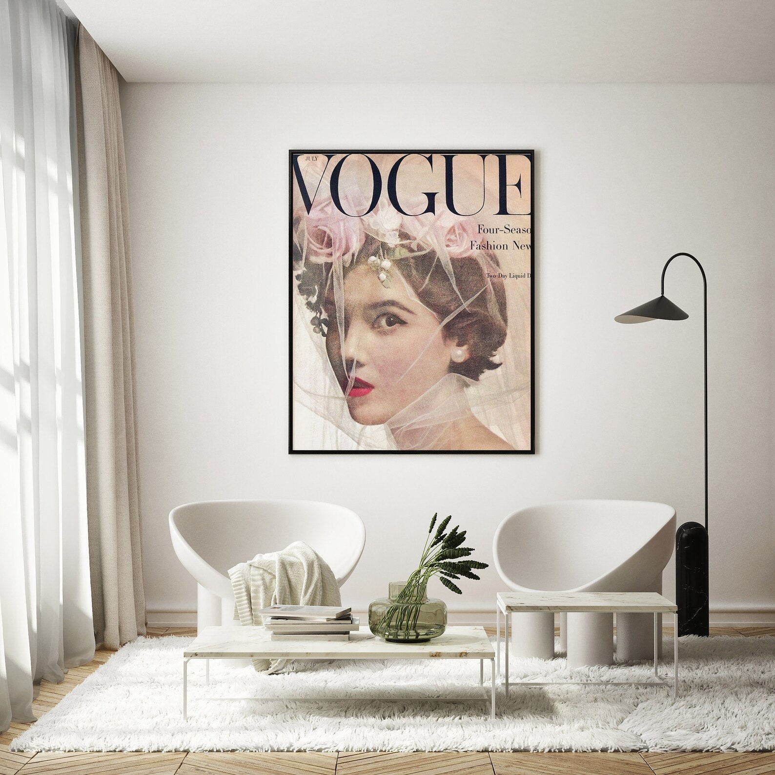 Pink Fashion Magazine Cover Posters for Soft Interior Colors, Wall Art ...