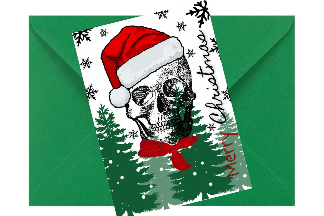 Printable Skeleton Christmas Card Digital Download - Etsy