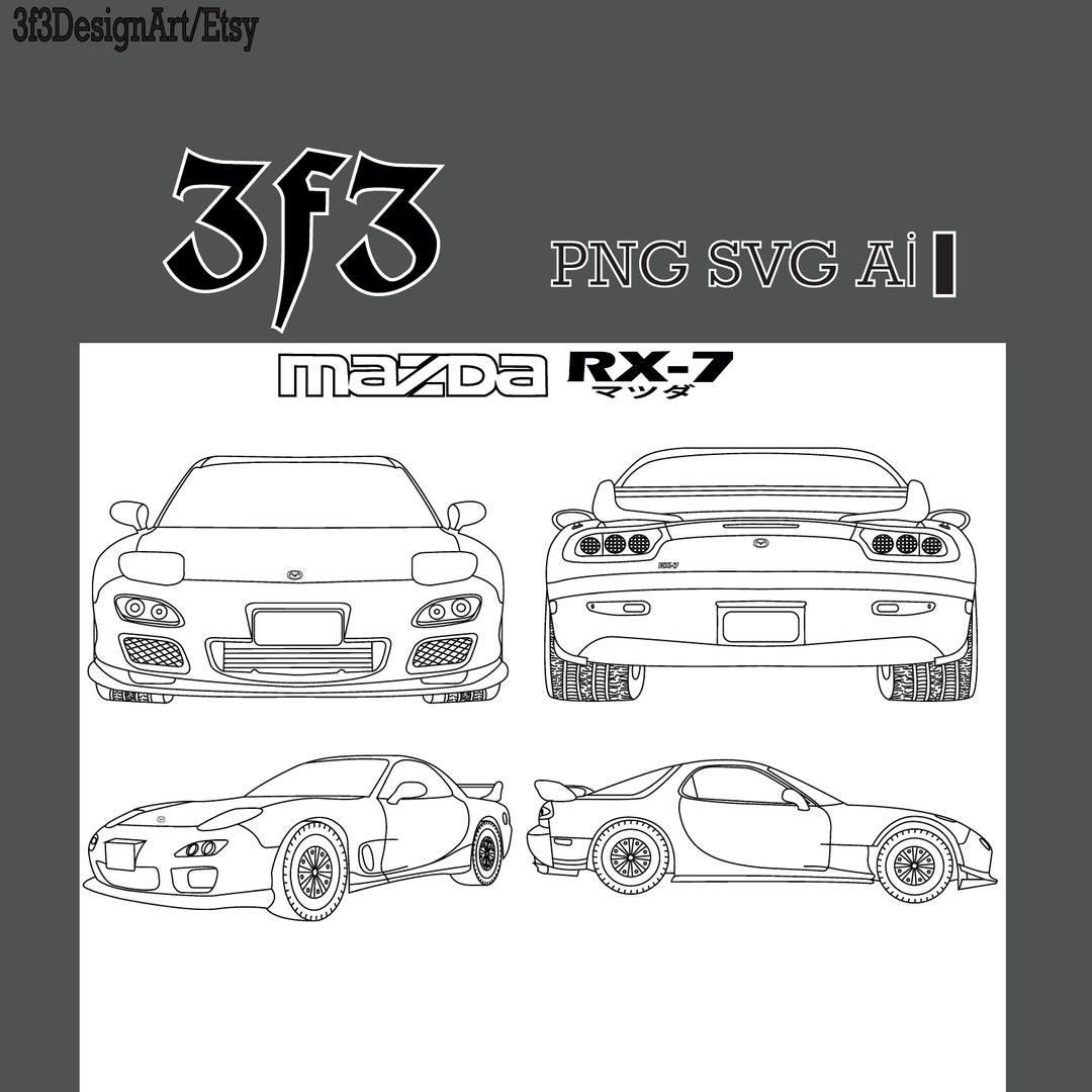 Mazda RX7 FD3 Vektordatei .ai .png .svg Rennen Sportwagen - Etsy.de