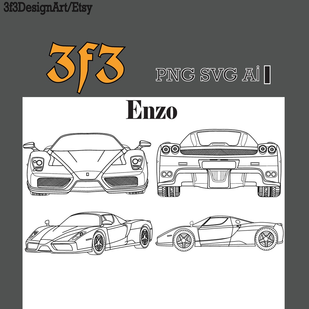 Enzo Car Vector File .ai .svg .png Silhouette Laser Cut Cnc - Etsy