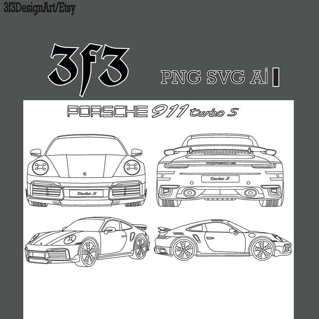 Porsche 911 Turbo S Vector File .ai .png .svg voiture de sport - Etsy ...