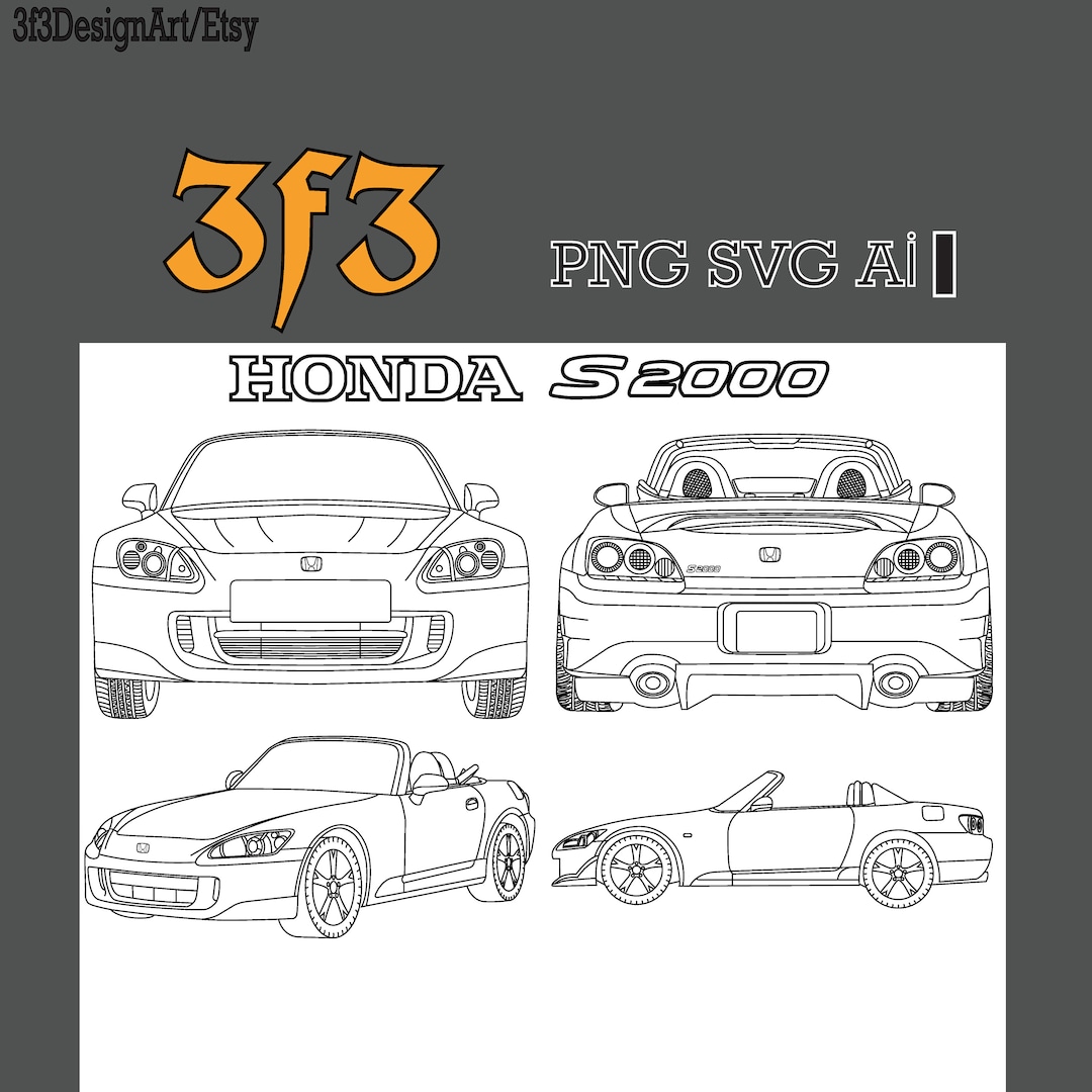 Honda S2000 Vector File .ai .png .svg Race Sport Car - Etsy