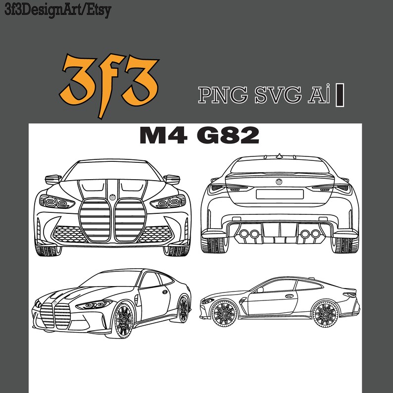 M4 G82 Vector File .ai .png .svg Race Car, Silhouette, Laser Cnc, Print ...