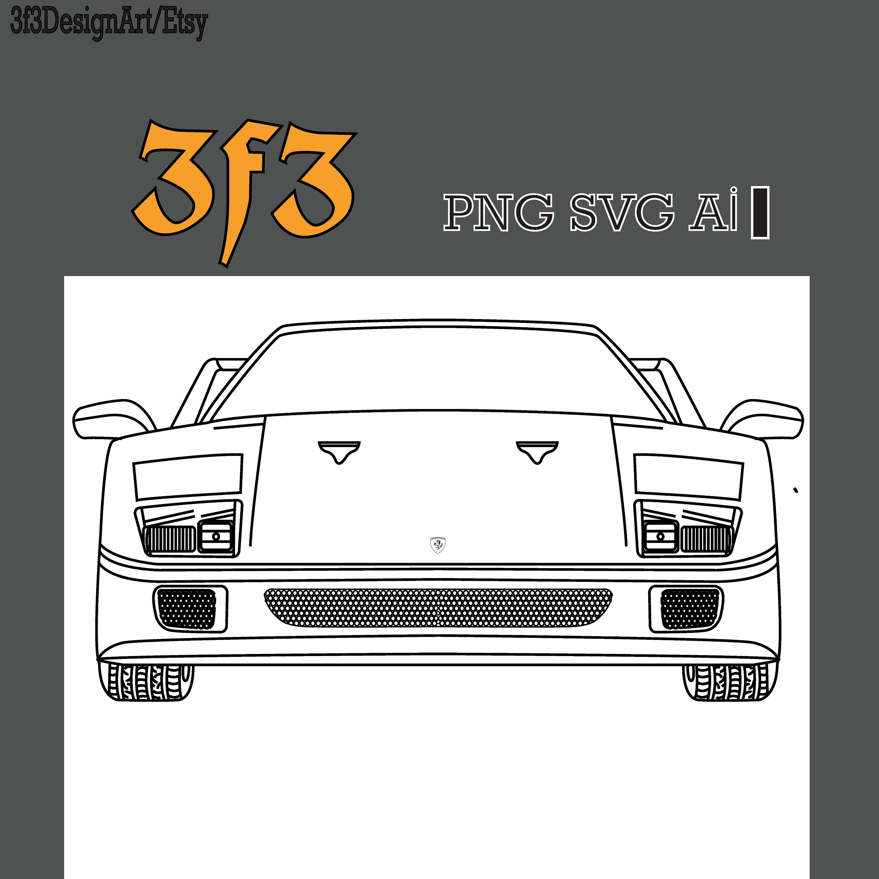 F40 Car Vector File .ai .svg .png Silhouette Laser Cut Cnc - Etsy France