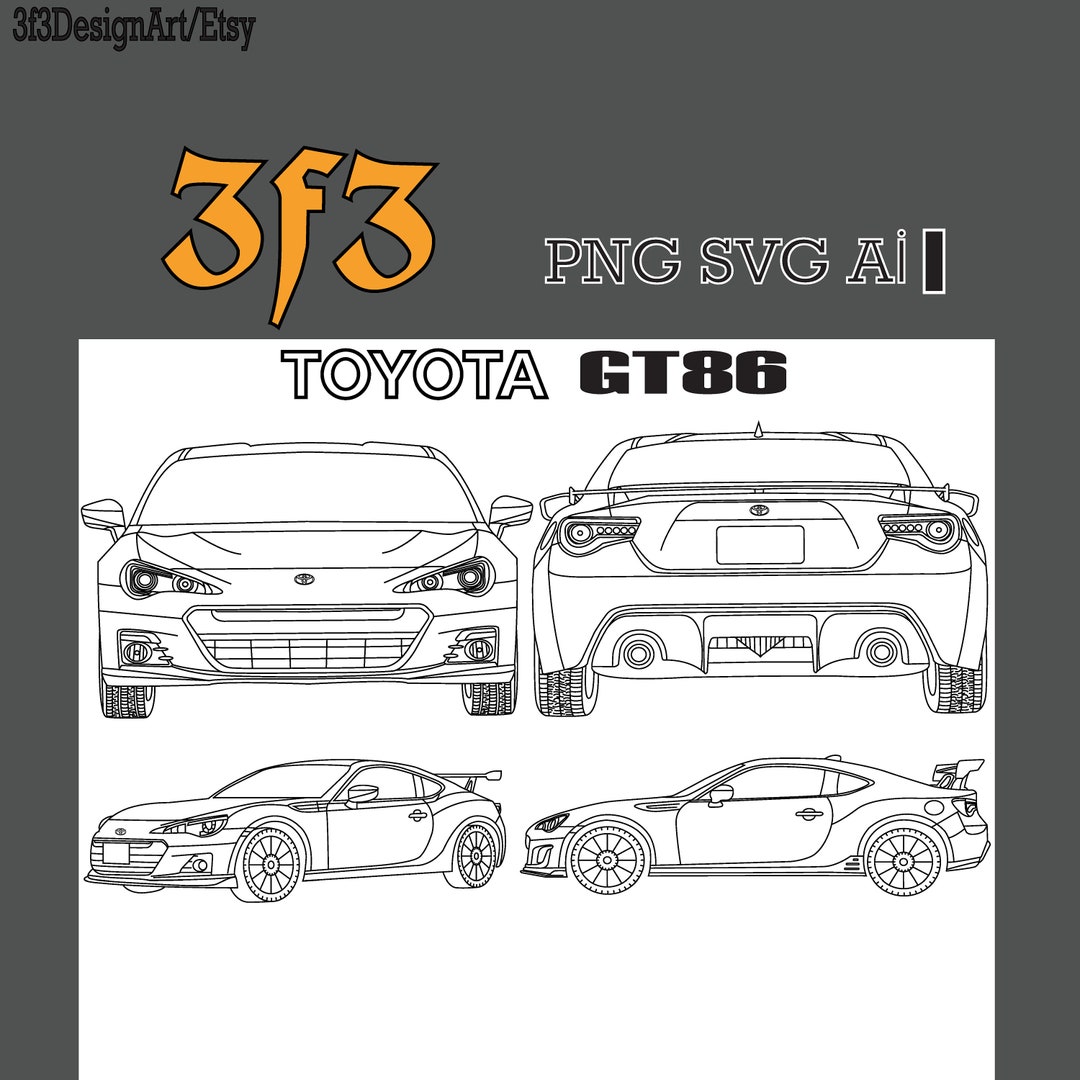 Toyota GT86 Vector File .ai .png .svg silueta de coche - Etsy México