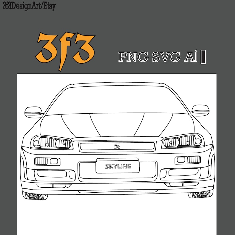 Nissan GTR R34 Skyline Nismo Vector File .ai .png .svg silueta - Etsy ...