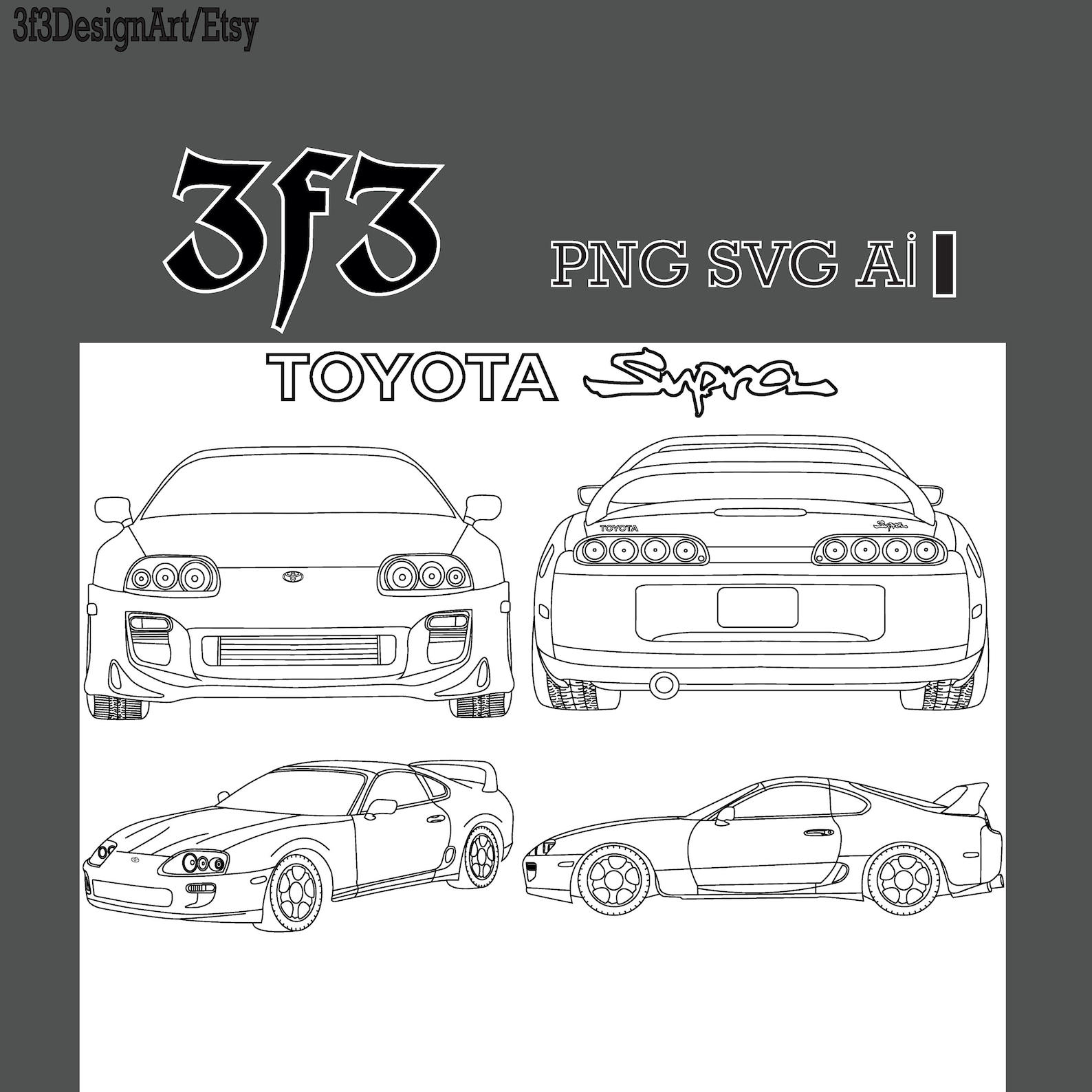 Toyota Supra MK4 Vector File .ai .png .svg Race Sport Car - Etsy